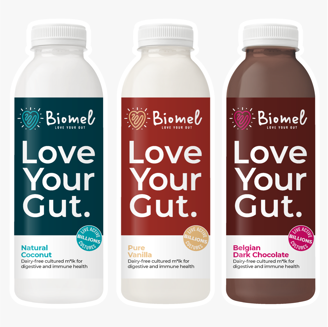 Biomel Dairy-Free Gut Health Drinks Mixed Flavours (9 Bottles x 510ml ...